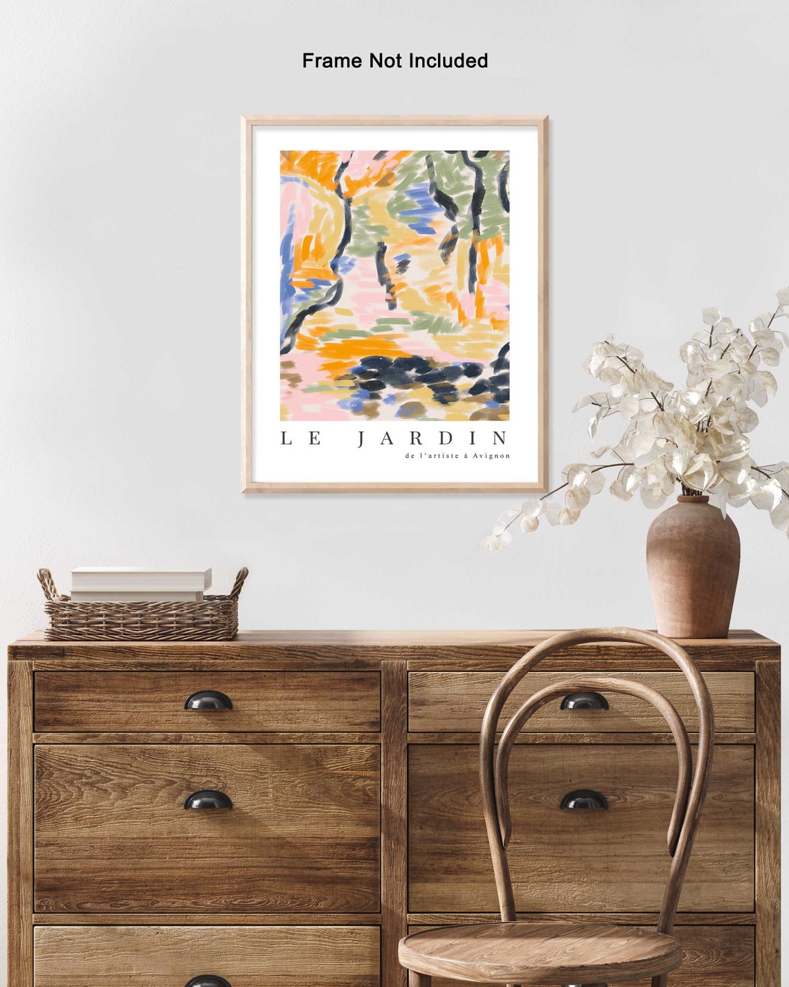 Vintage Watercolor Poster Retro Abstract Print Le Jardin, Garden ...