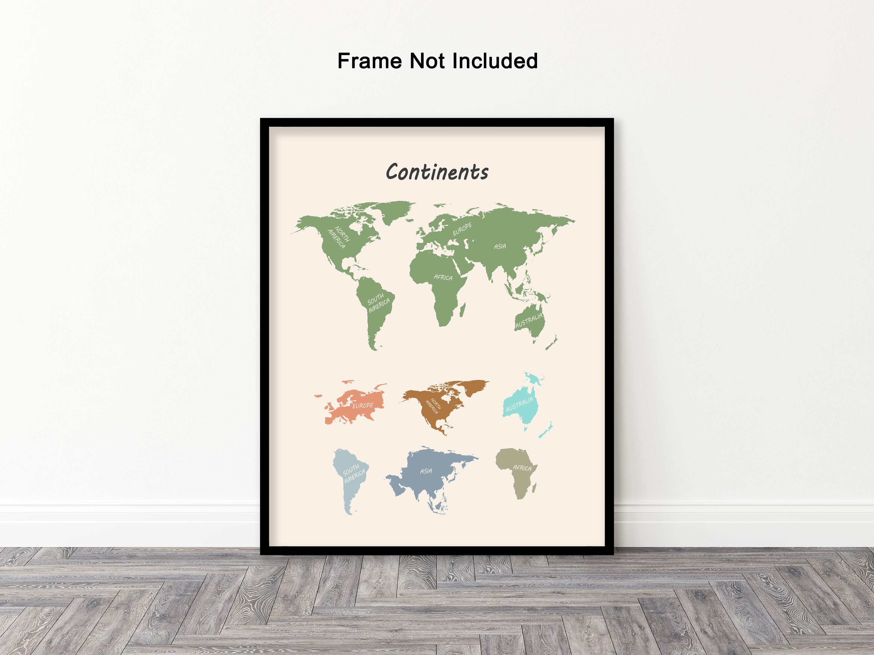 Continents Poster Educational World Continents Learning Materials Gift ...