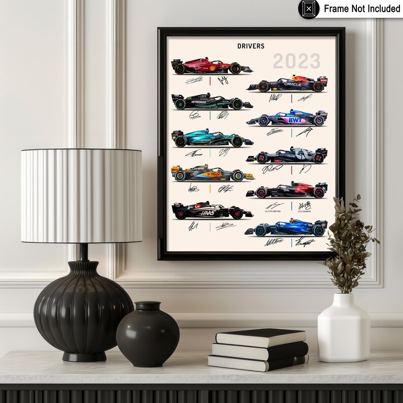 Race Car Drivers Poster - Cars & Drivers Signatures Print - Car Racing ...