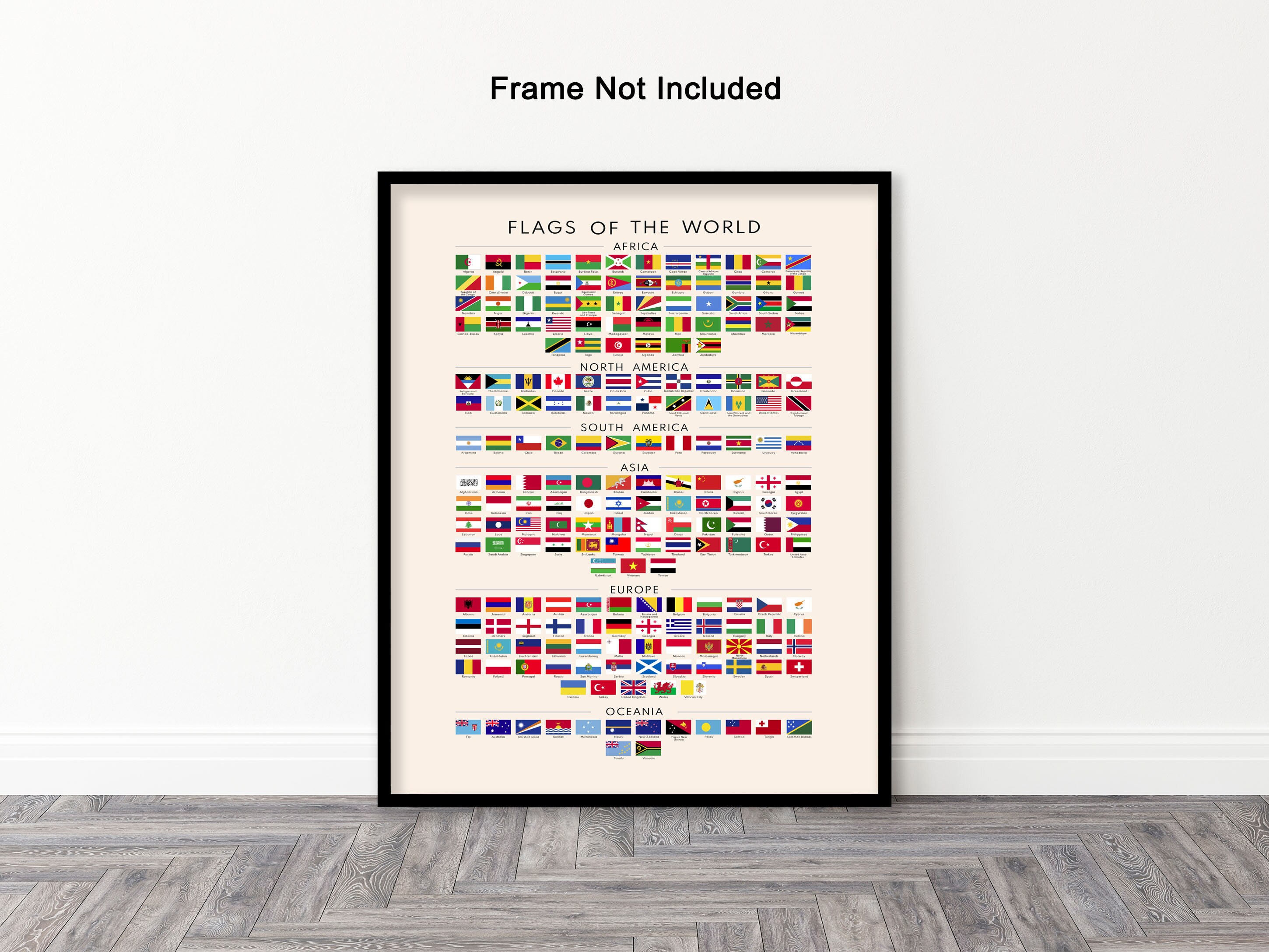 Flags of the World Poster Educational Print Learning Materials Art Flag ...
