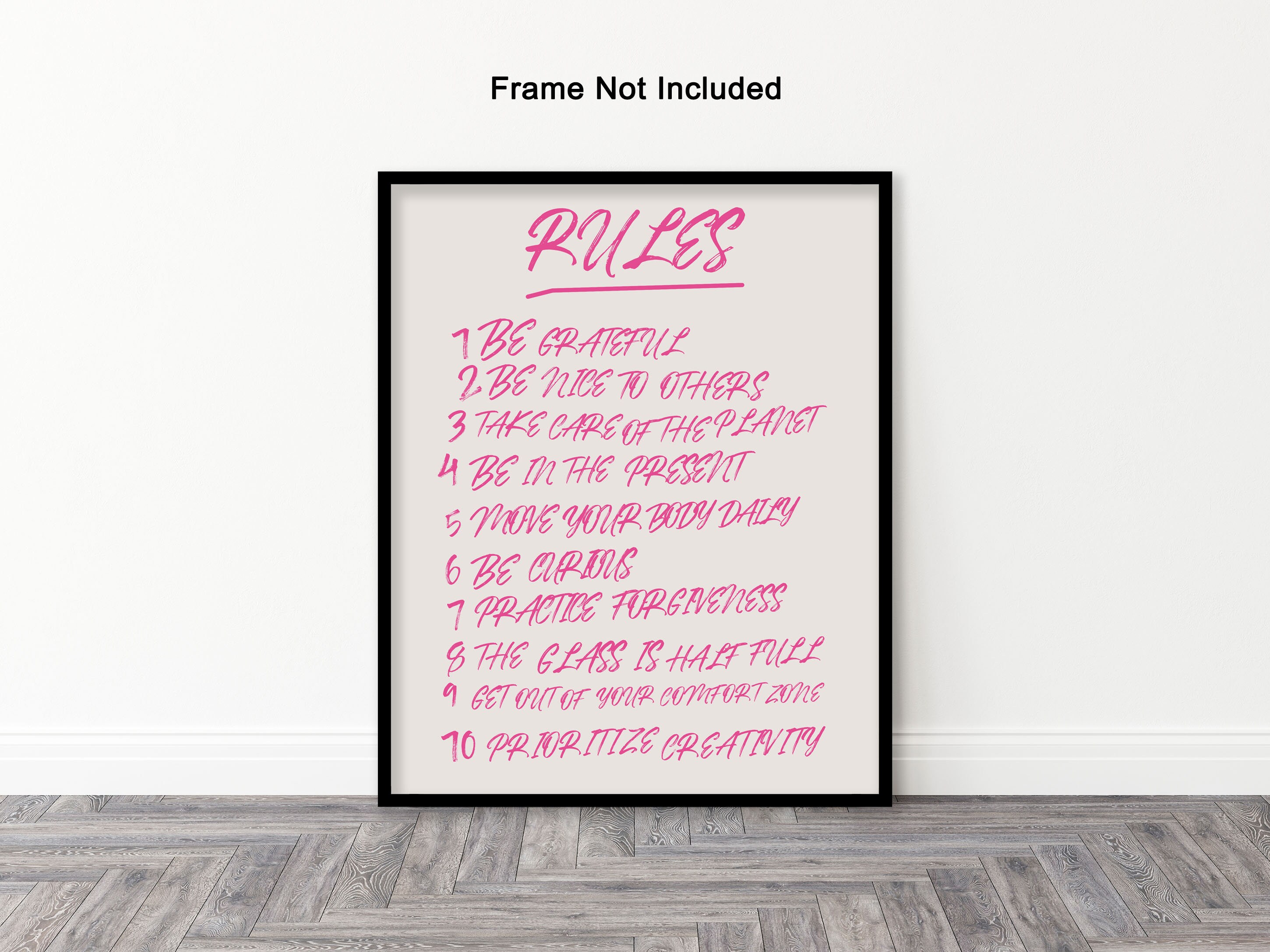 Rules Poster Pink Typography Print Preppy Pop Art Trendy Art Aesthetic ...