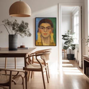 Vintage Frida Poster - Retro Portrait of Frida Print - Mexican Painter ...