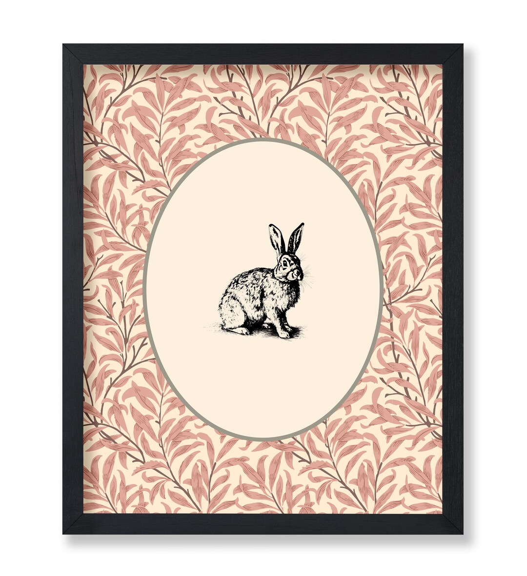 Vintage Bunny Poster - Retro Rabbit Print - Easter Bunny Art - Floral ...
