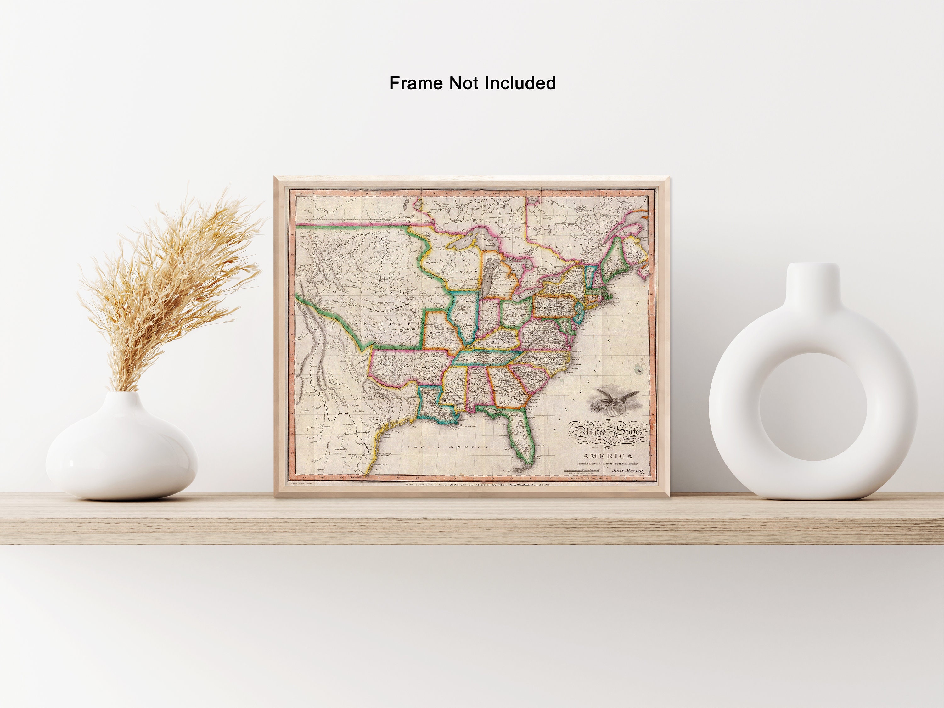 Vintage USA Map Print Historical Map Art for Home Decor Gifts Unframed ...