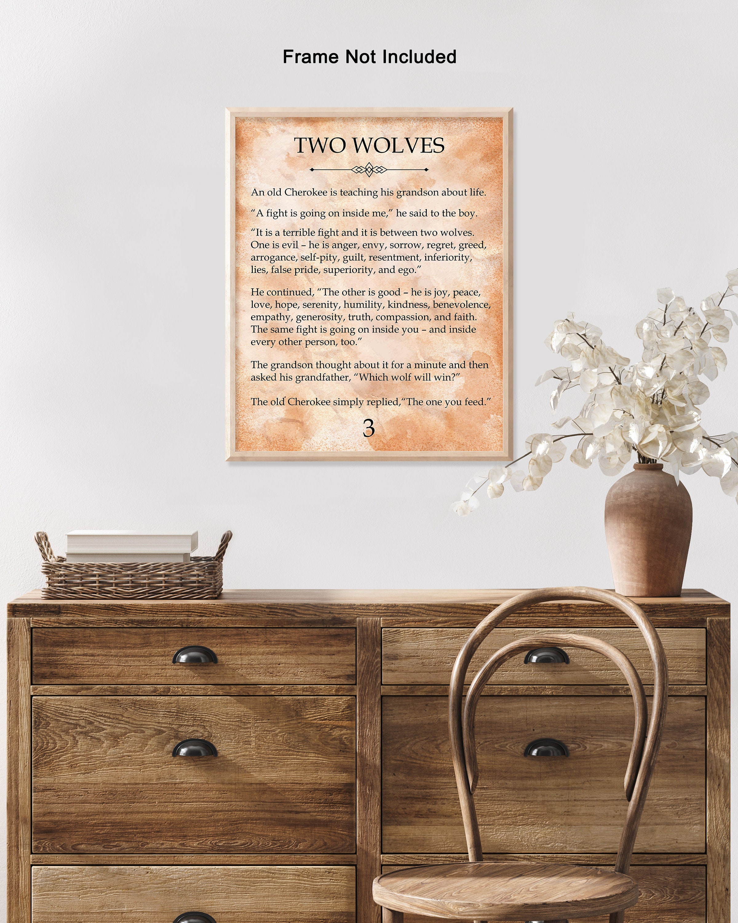 Two Wolves Poster Cherokee Story Print Story Book Art Native American ...