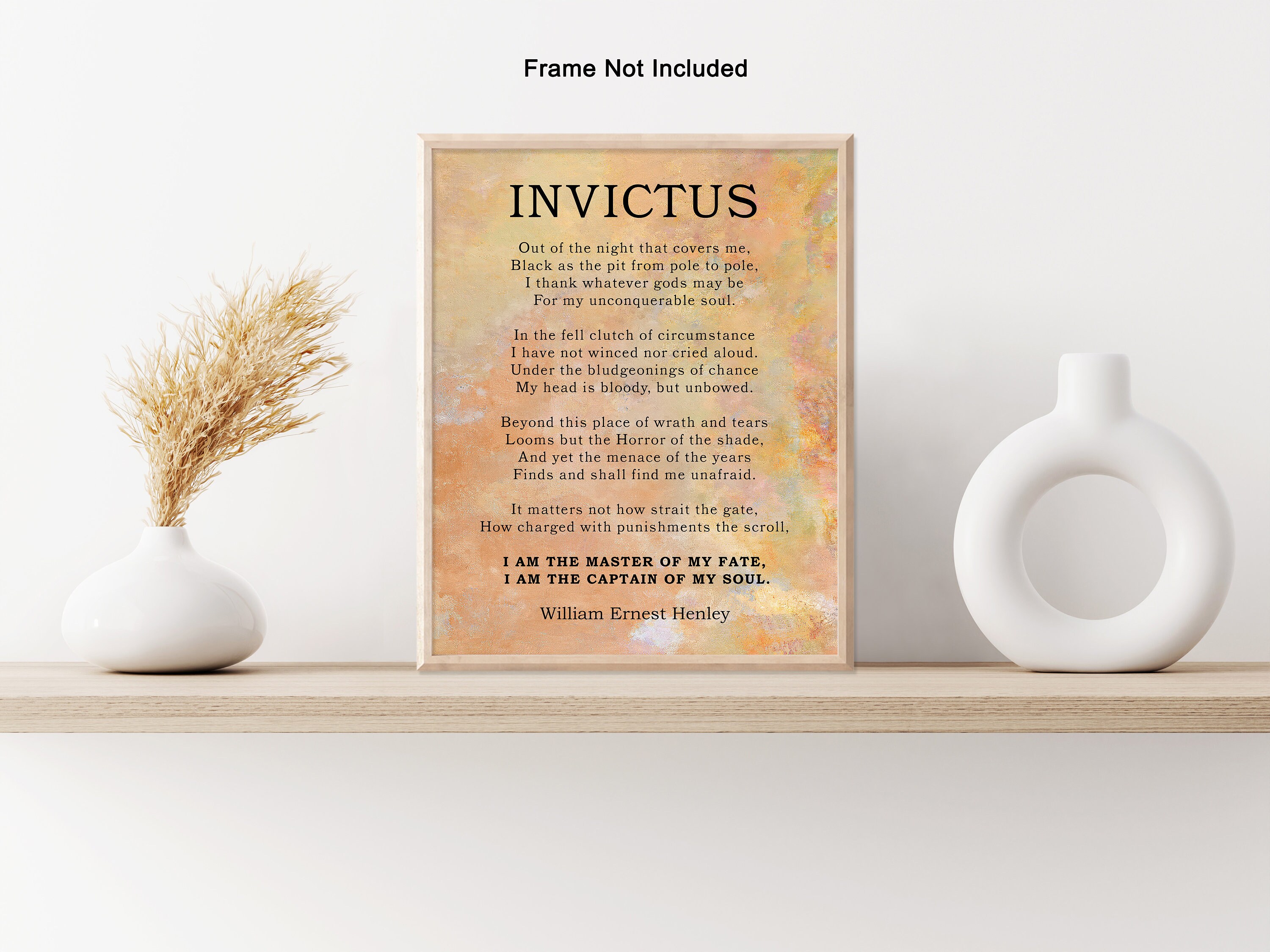 Invictus Poetry Art William Ernest Henley Poster Motivational Decor ...