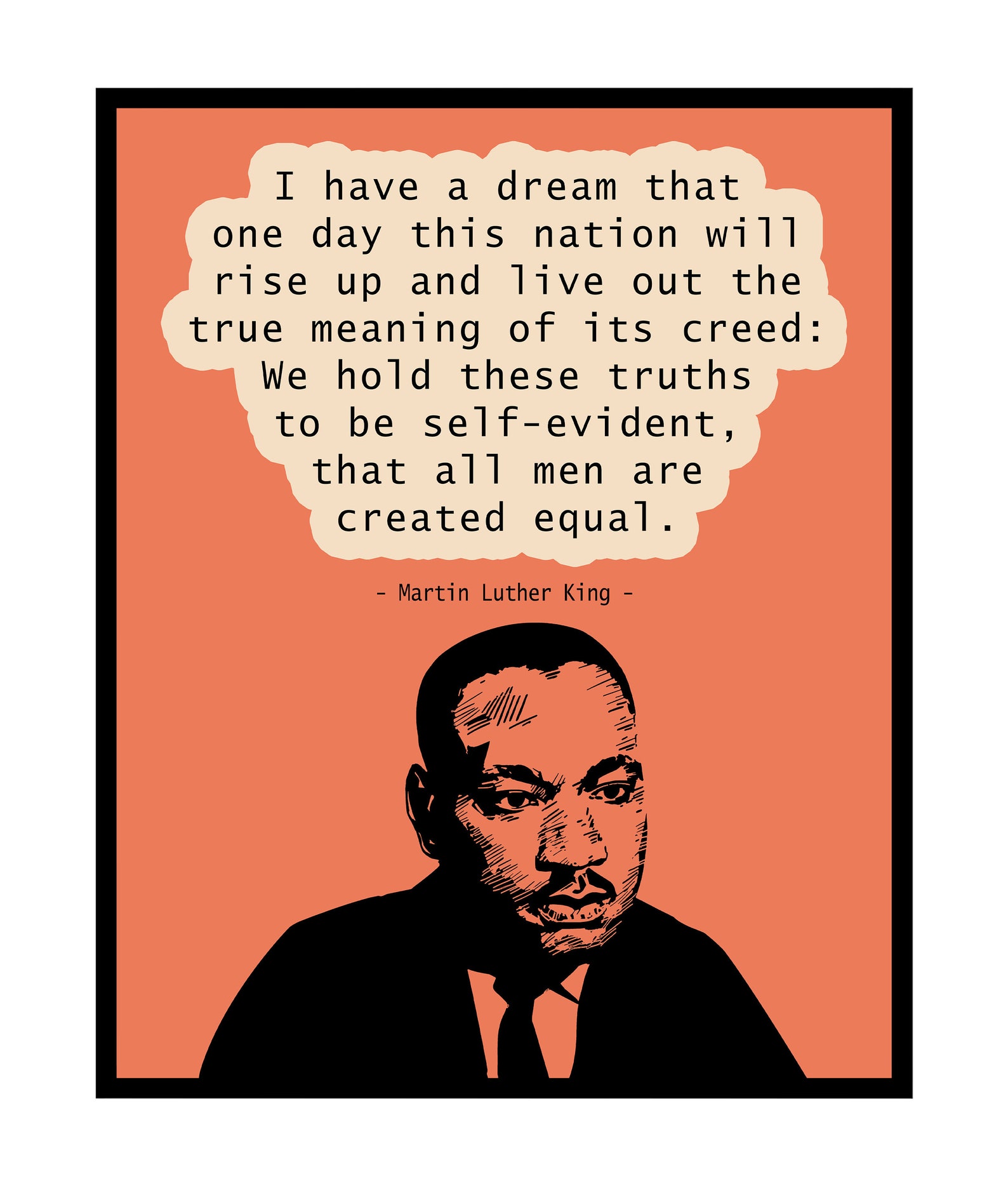 All Men Are Created Equal Poster Martin Luther King Print Motivational ...
