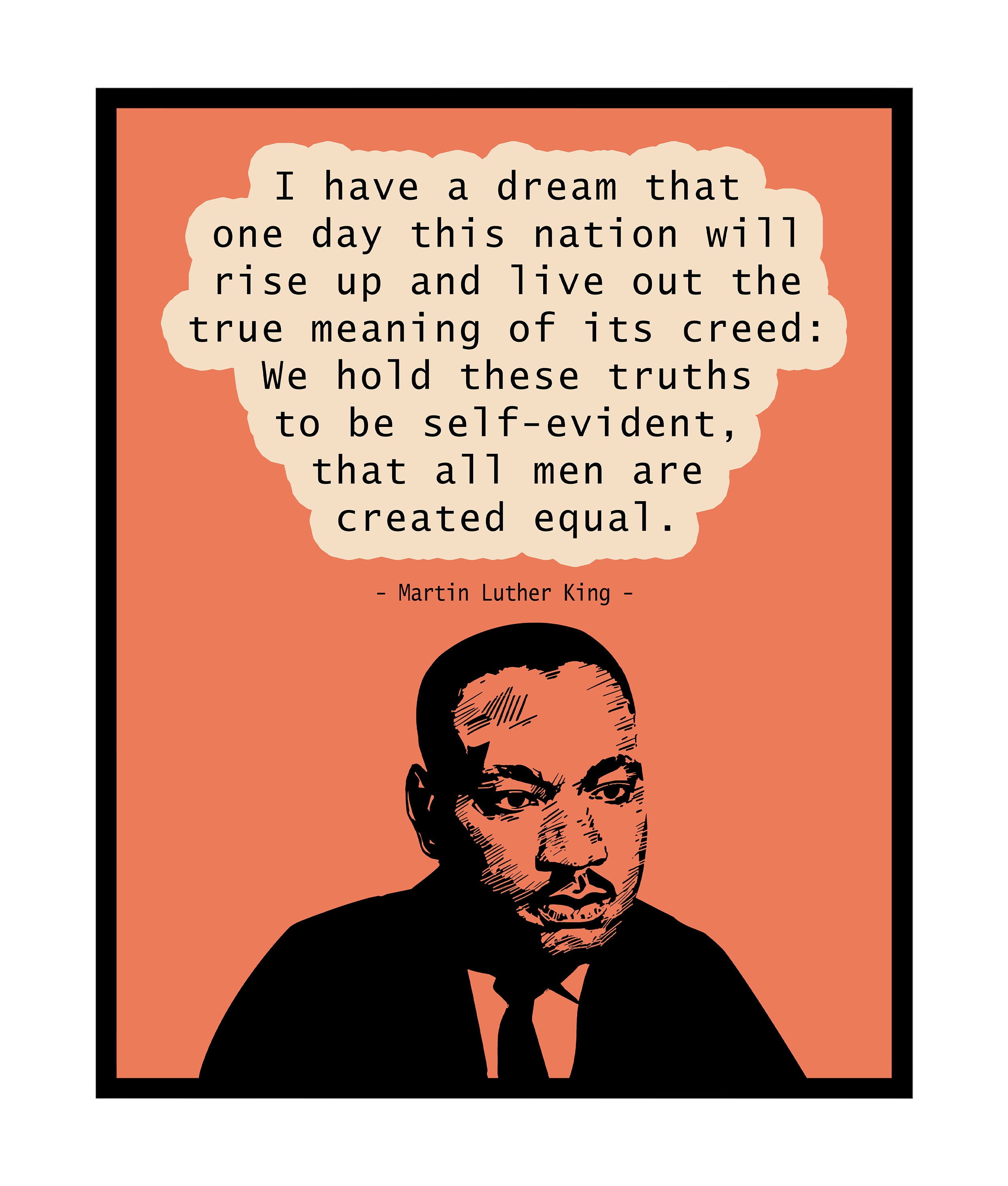 All Men Are Created Equal Poster Martin Luther King Print Motivational ...