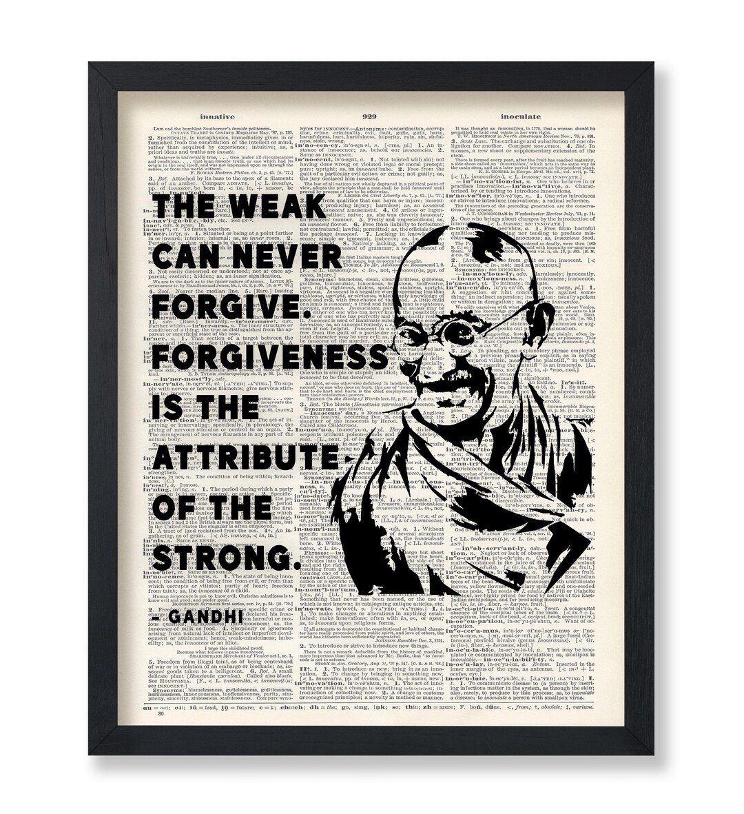 The Weak Can Never Forgive Poster - Gandhi Print - Motivational Art ...