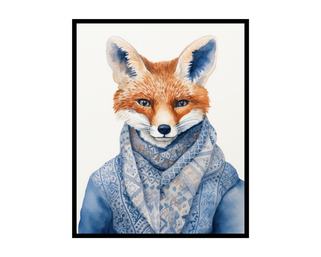 Red Fox Poster Fox Print Portrait Art Modern Art Gift for Kids ...