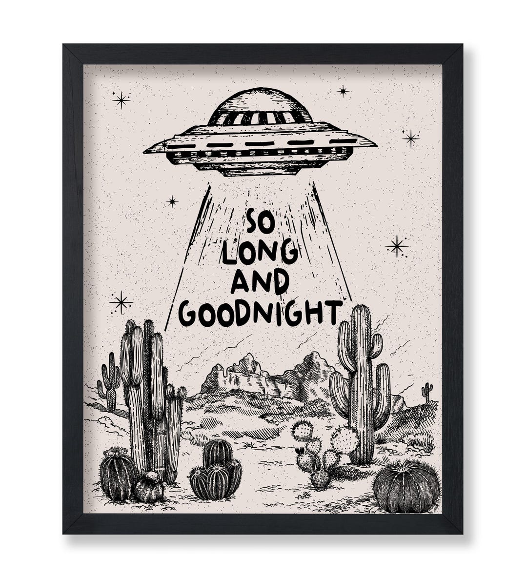 So Long and Goodnight Poster - Retro UFO Print - Trendy Art - Wild West ...