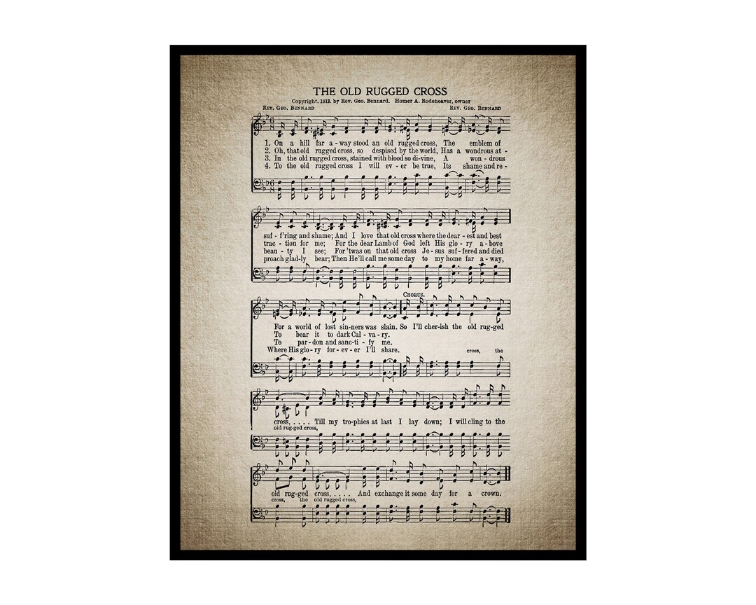 The Old Rugged Cross Poster Hymnal Sheet Print Sheet Music Art Musical ...