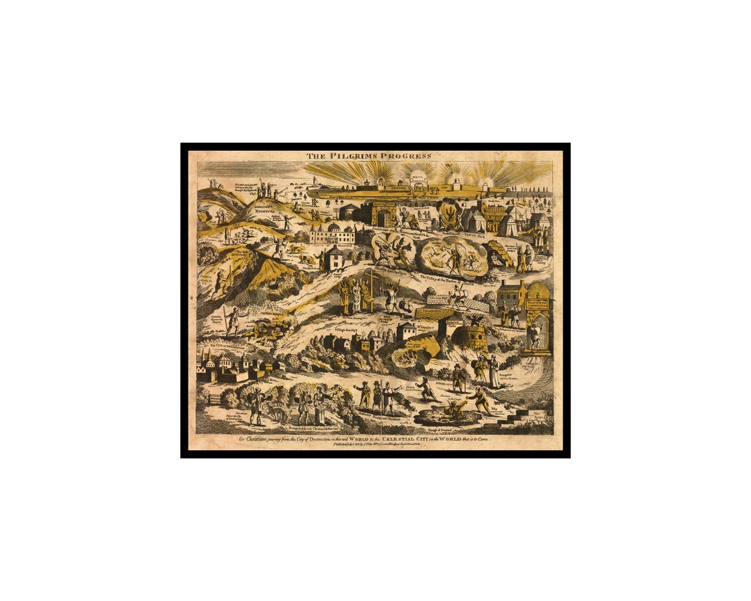 Vintage Pilgrim's Progress Poster History Print Celestial City Art ...