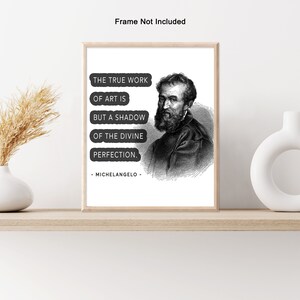 Divine Perfection Poster Michelangelo Print Motivational Quotes Art ...