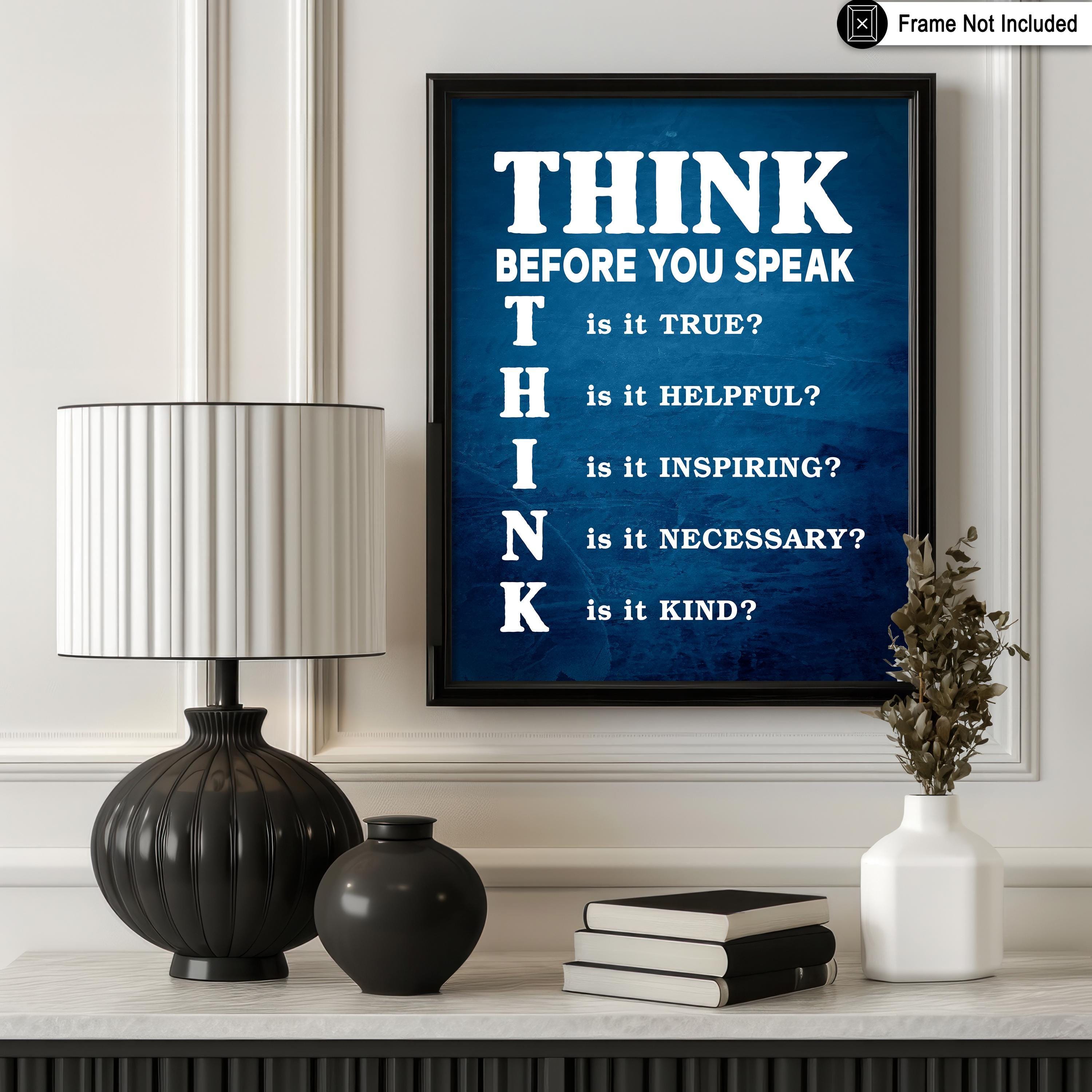 Think Poster - Think Before You Speak Print - Educational Art ...
