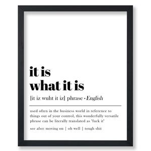 It is What It is Dictionary Art Poster - Typography Wall Art - Funny ...