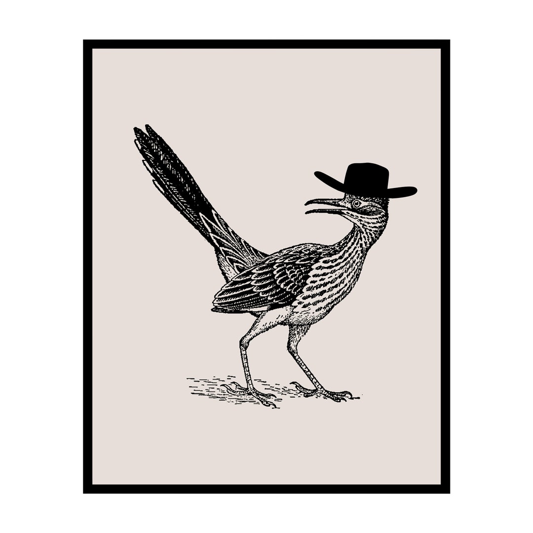Cowboy Roadrunner Poster Retro Cowboy Print Wild West Art Trendy Art ...