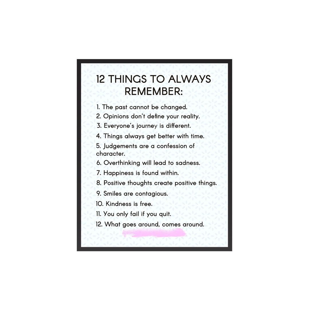 Remember Motivation Poster Positive Quote Art Gift for Men Women Wall ...