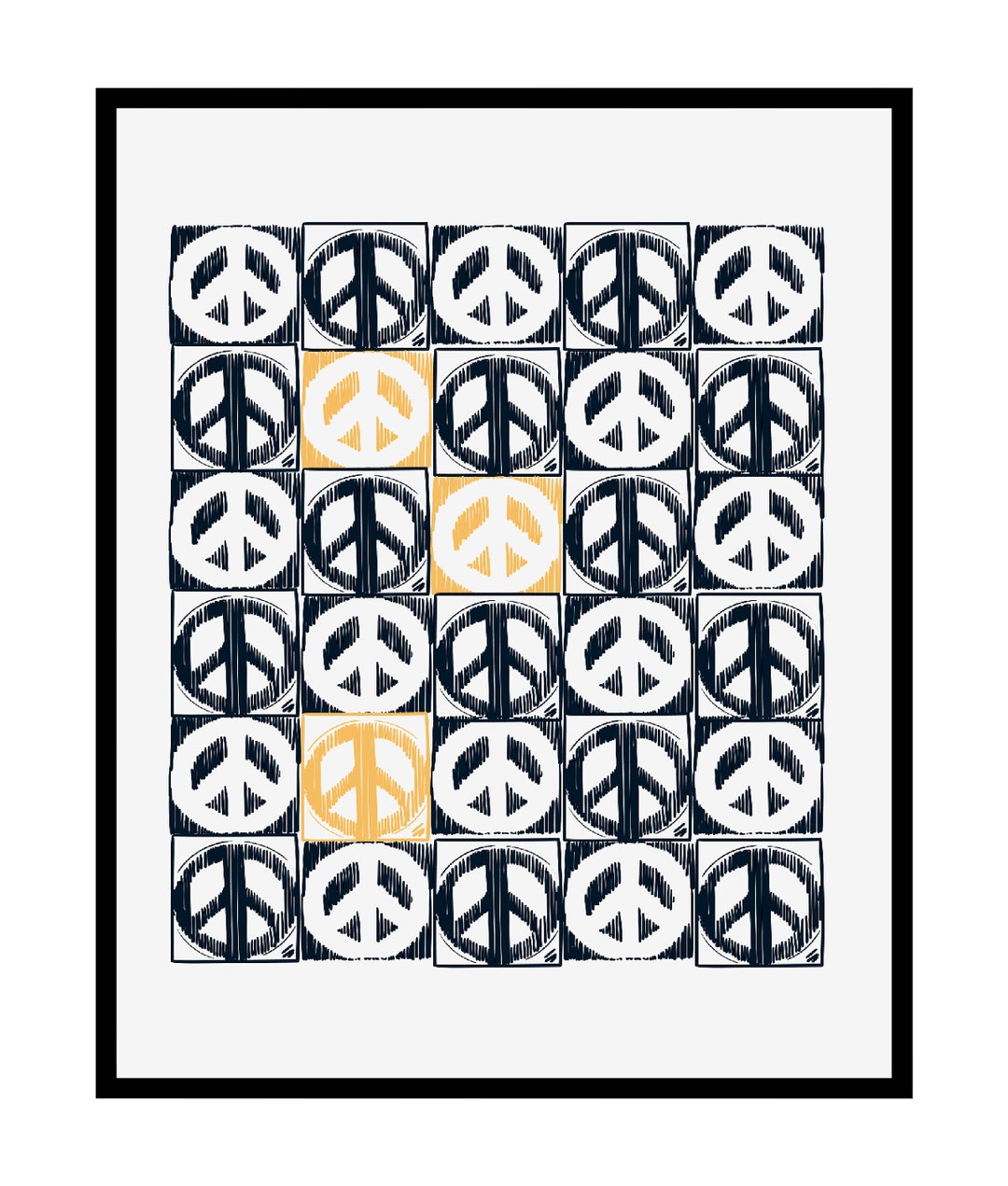 Peace Poster Retro Peace Sign Print Peace and Love Art Trendy Art Black ...