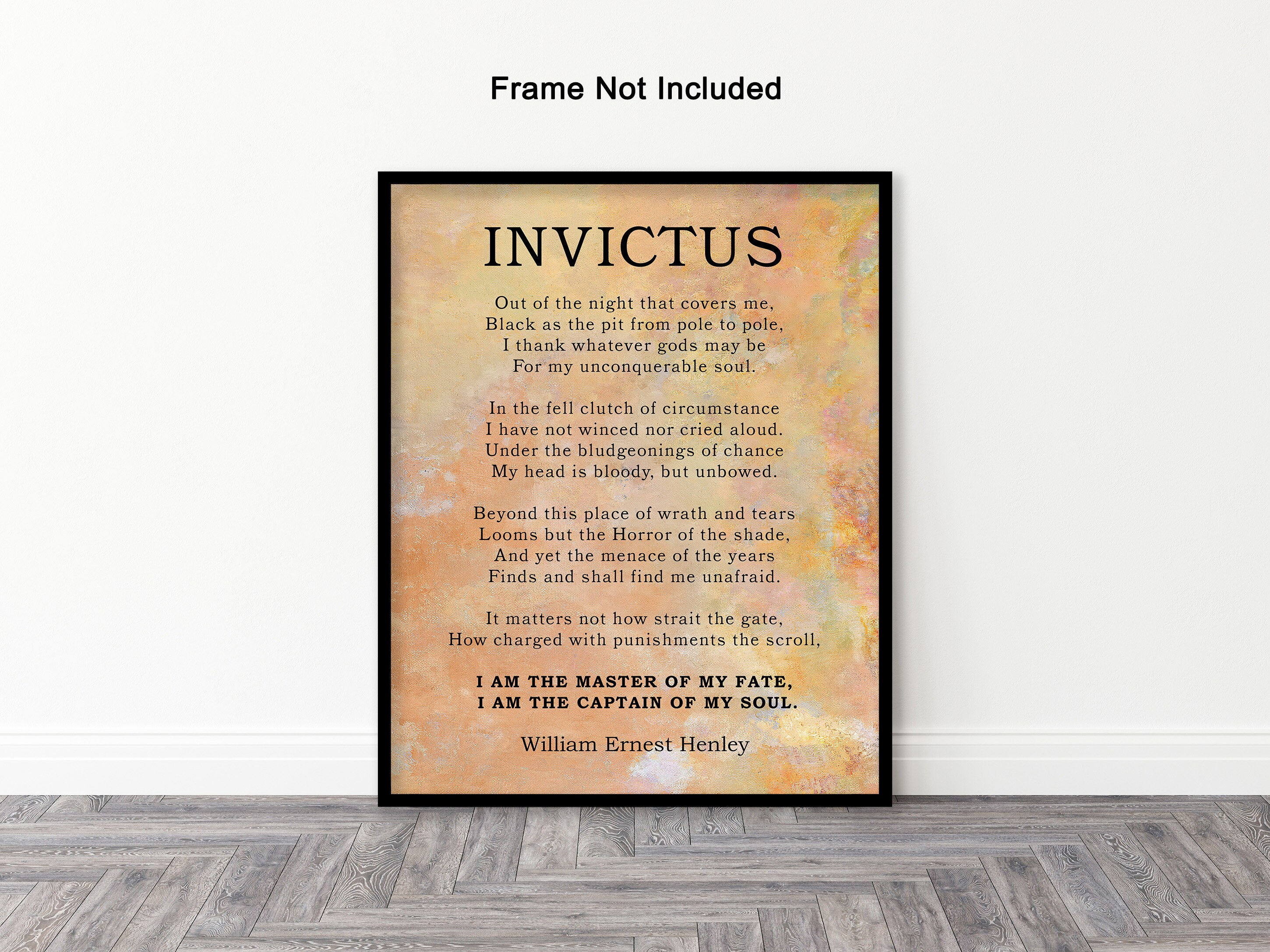 Invictus Poetry Art William Ernest Henley Poster Motivational Decor ...