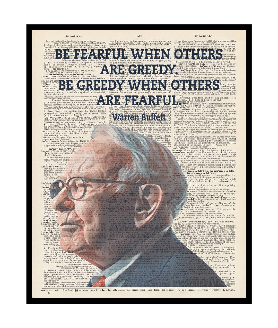 Fearful and Greedy Poster Warren Buffett Print Motivational Art ...