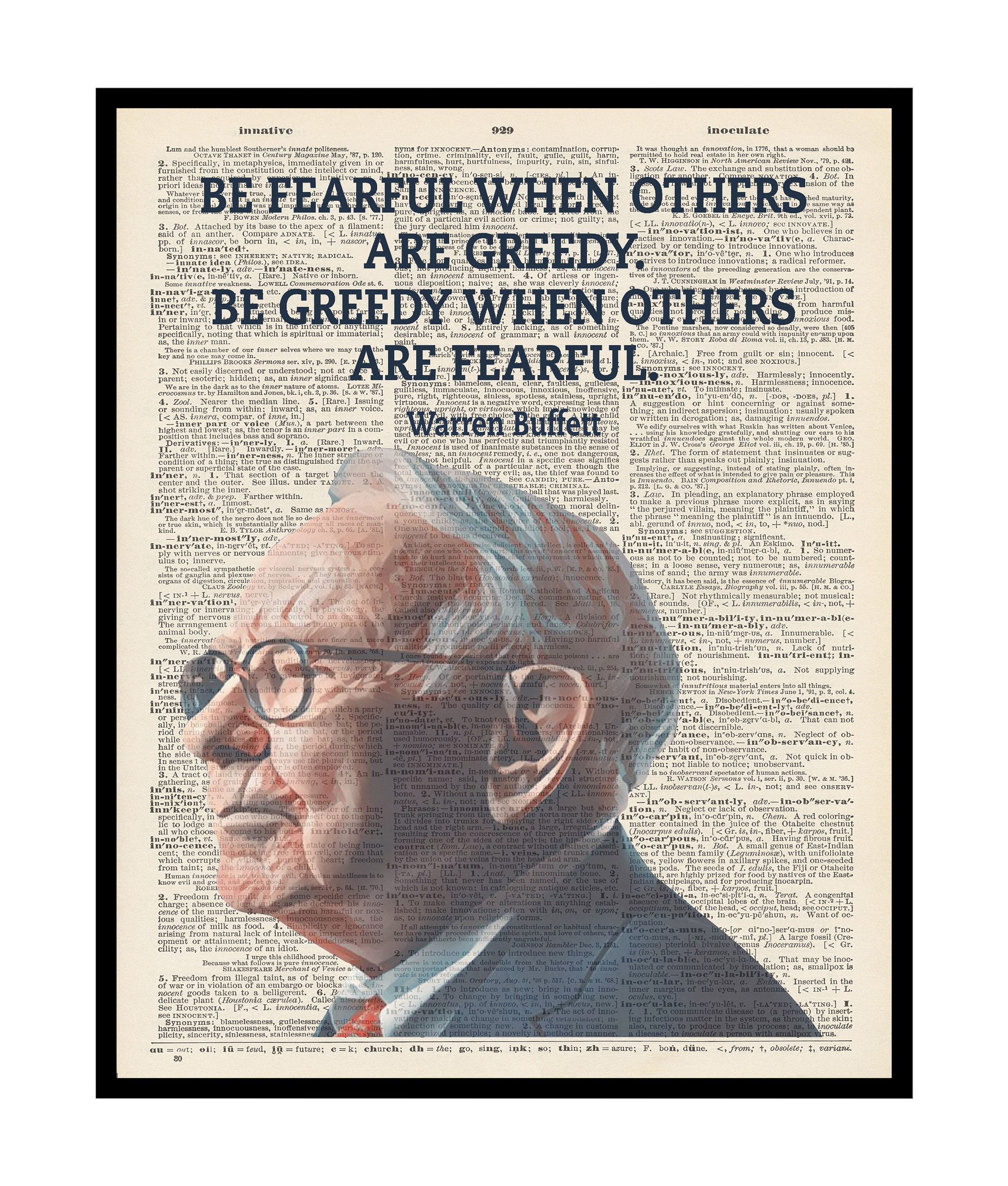 Fearful and Greedy Poster Warren Buffett Print Motivational Art ...