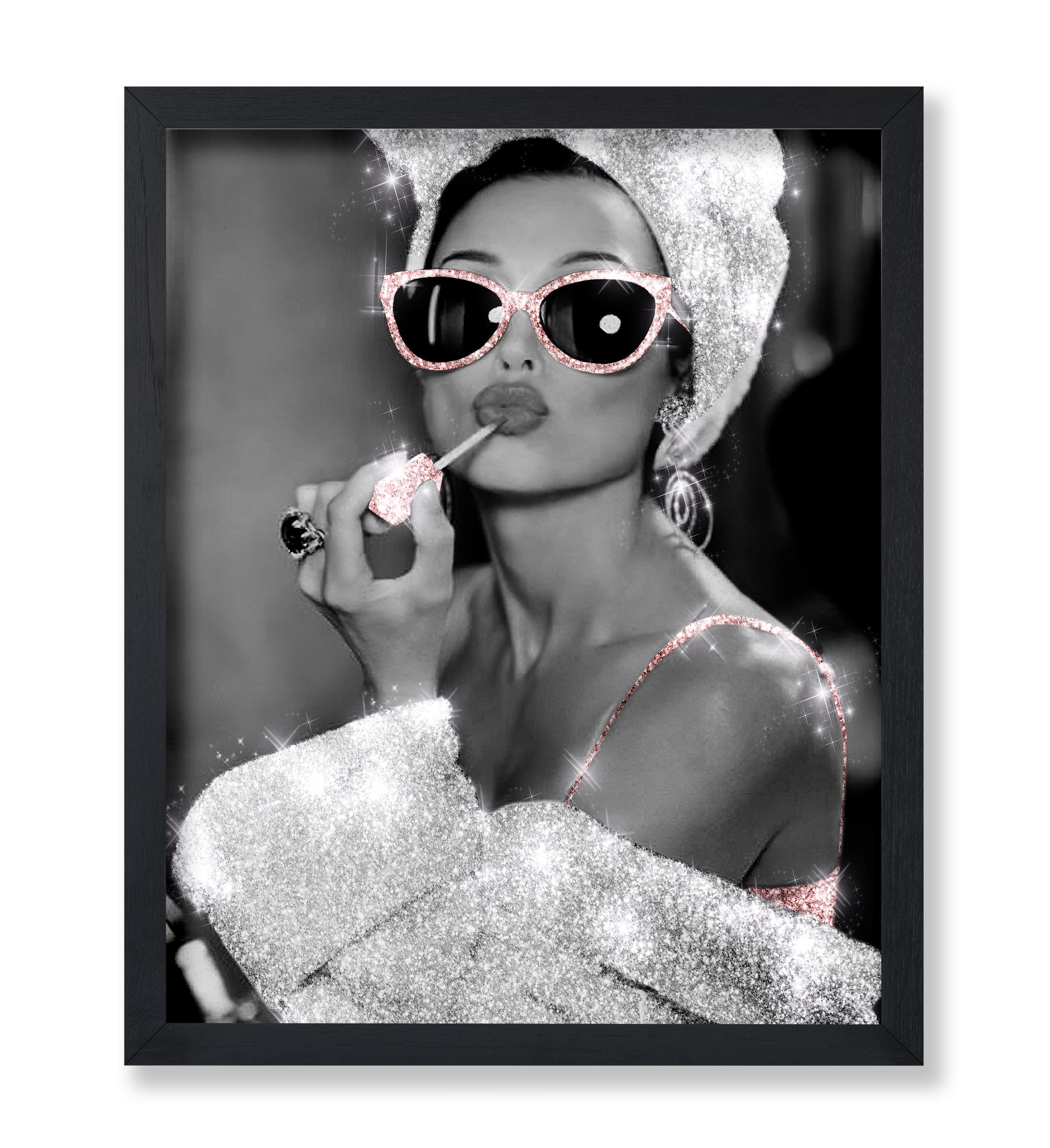 Fashion Poster - Lady in Glitter Sunglasses Print - Modern Trendy Art ...
