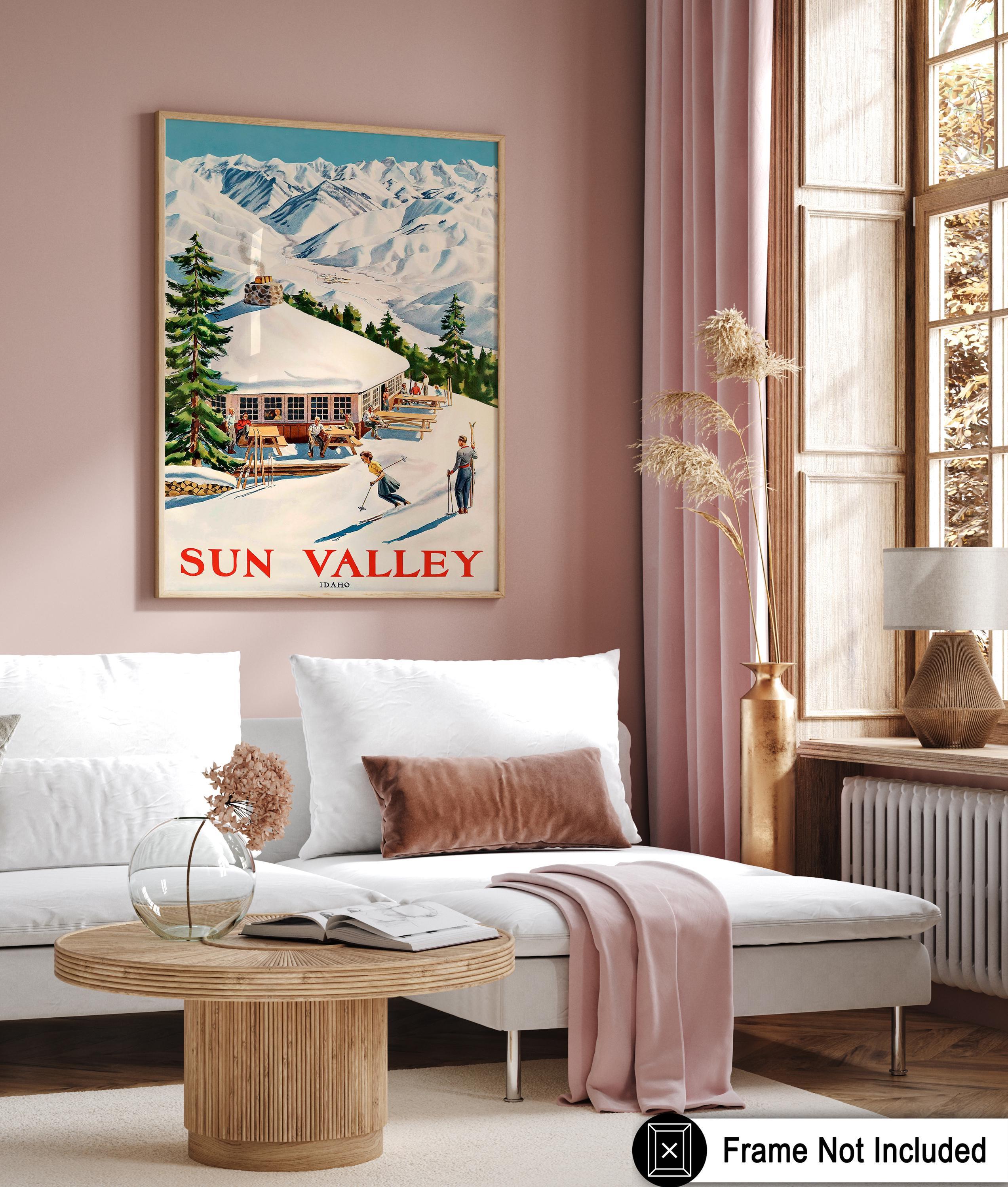 Vintage Travel Poster - Retro Sun Valley Mount Baldy Print - Idaho Art ...