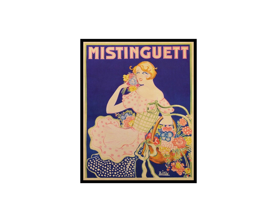 Vintage Mistinguett Poster Woman With Basket of Flowers - Etsy