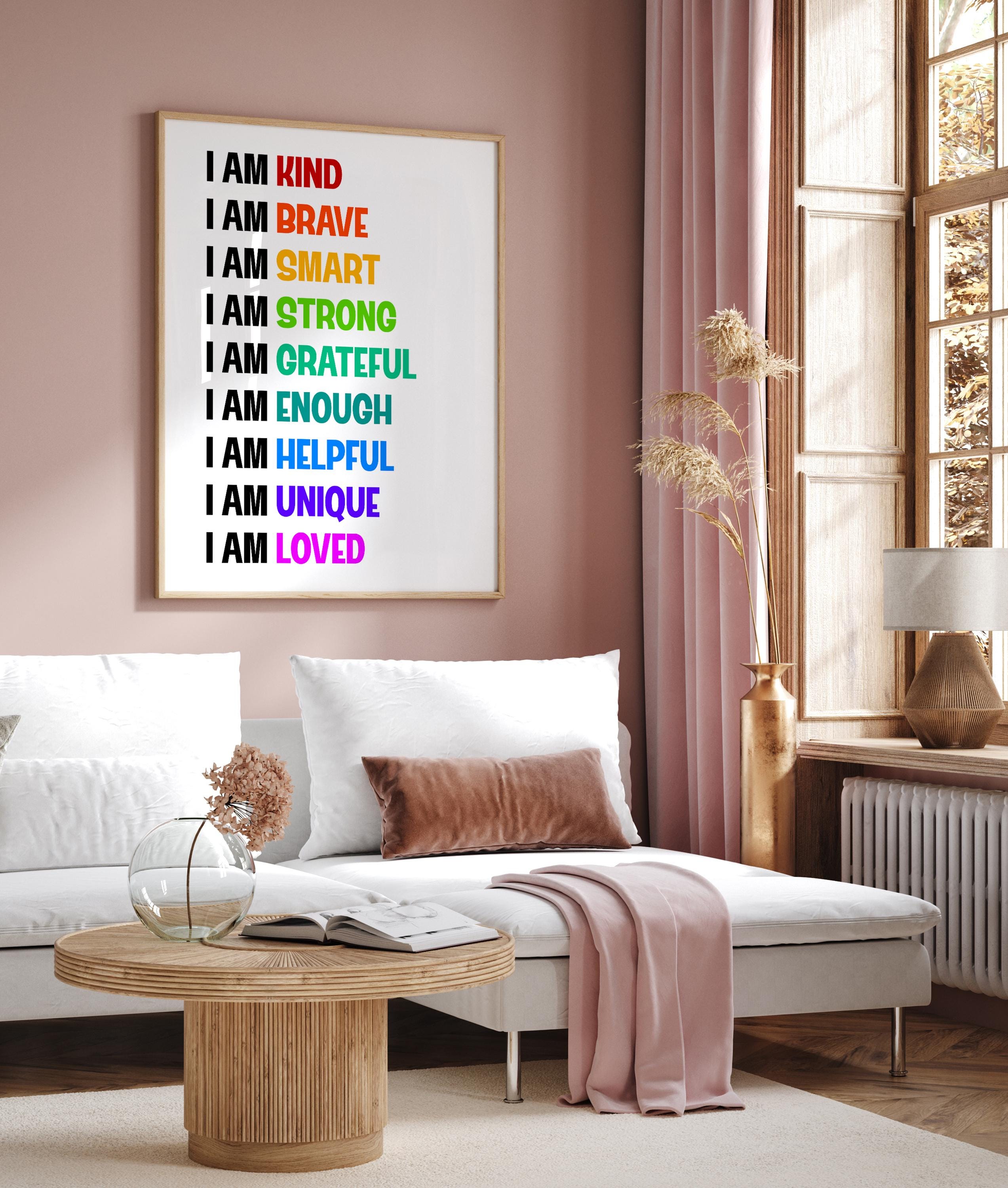 I Am Affirmations Poster - Nursery Print - Typography Art - Positive ...