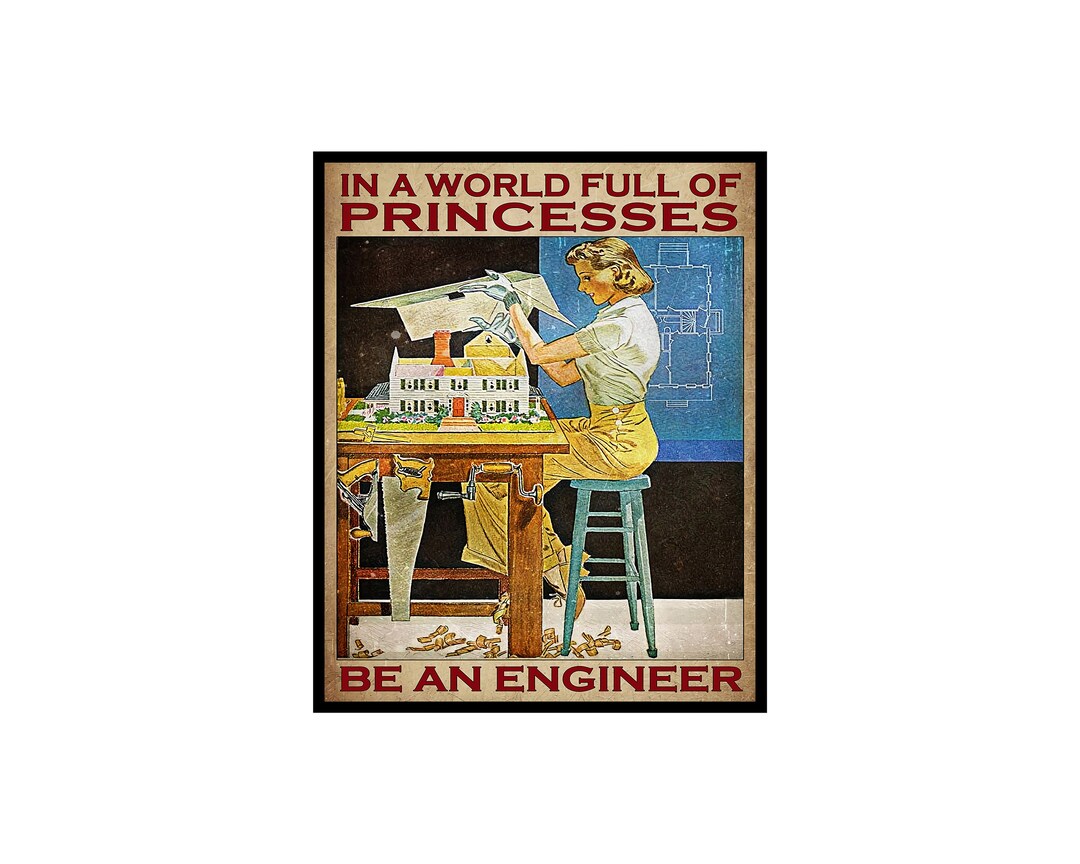 Vintage Engineer Poster Retro Motivational Print for Home Office Decor ...