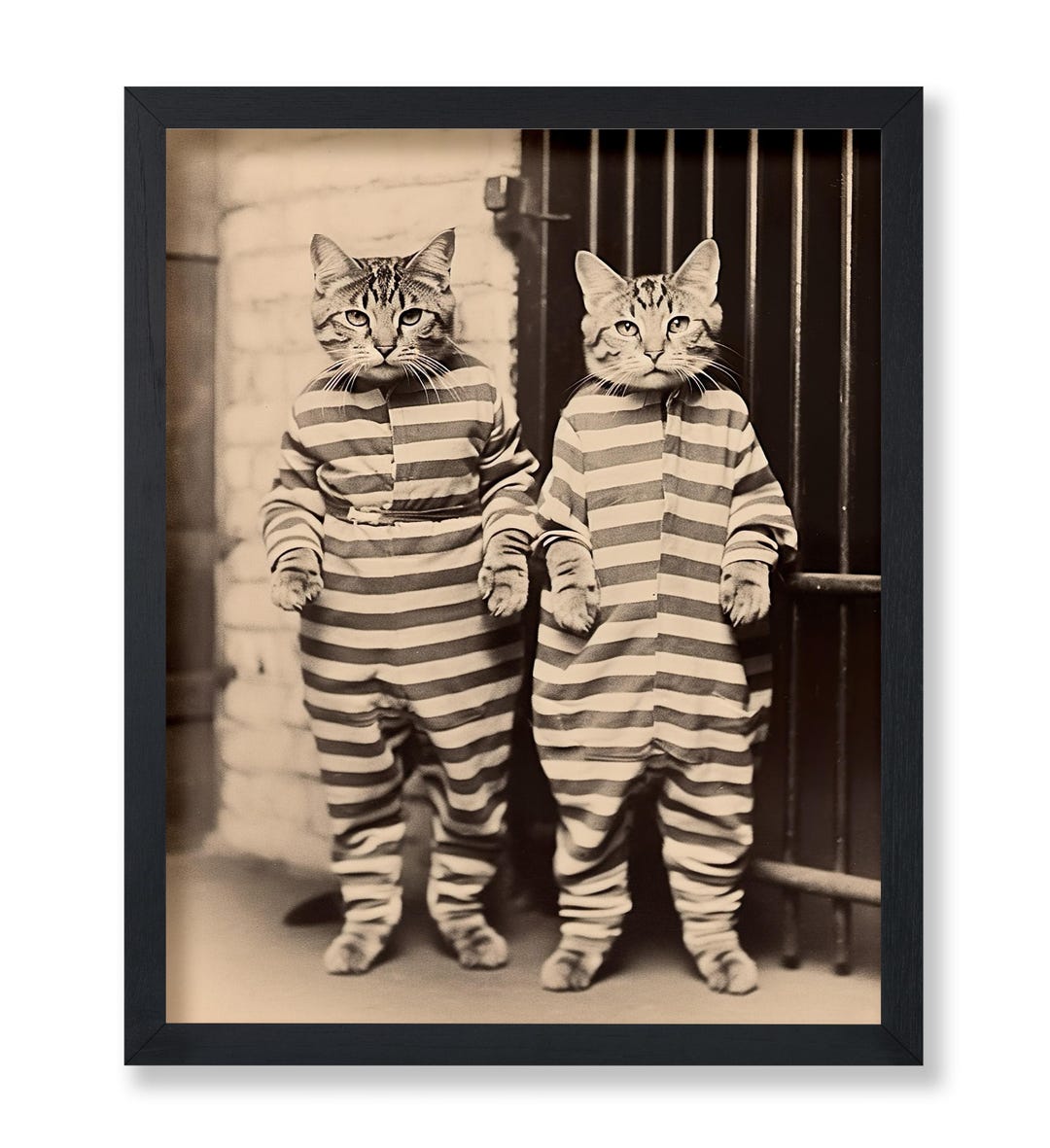 Cat Poster - Cats in Jail Print - Photograph Art - Prison Striped Suit ...
