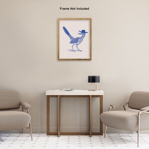 Blue Cowboy Roadrunner Poster Retro Cowboy Print Wild West Art Trendy ...