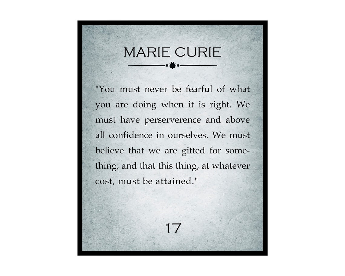 Marie Curie Poster Marie Curie Quote Print Motivational Quote Art Gift ...
