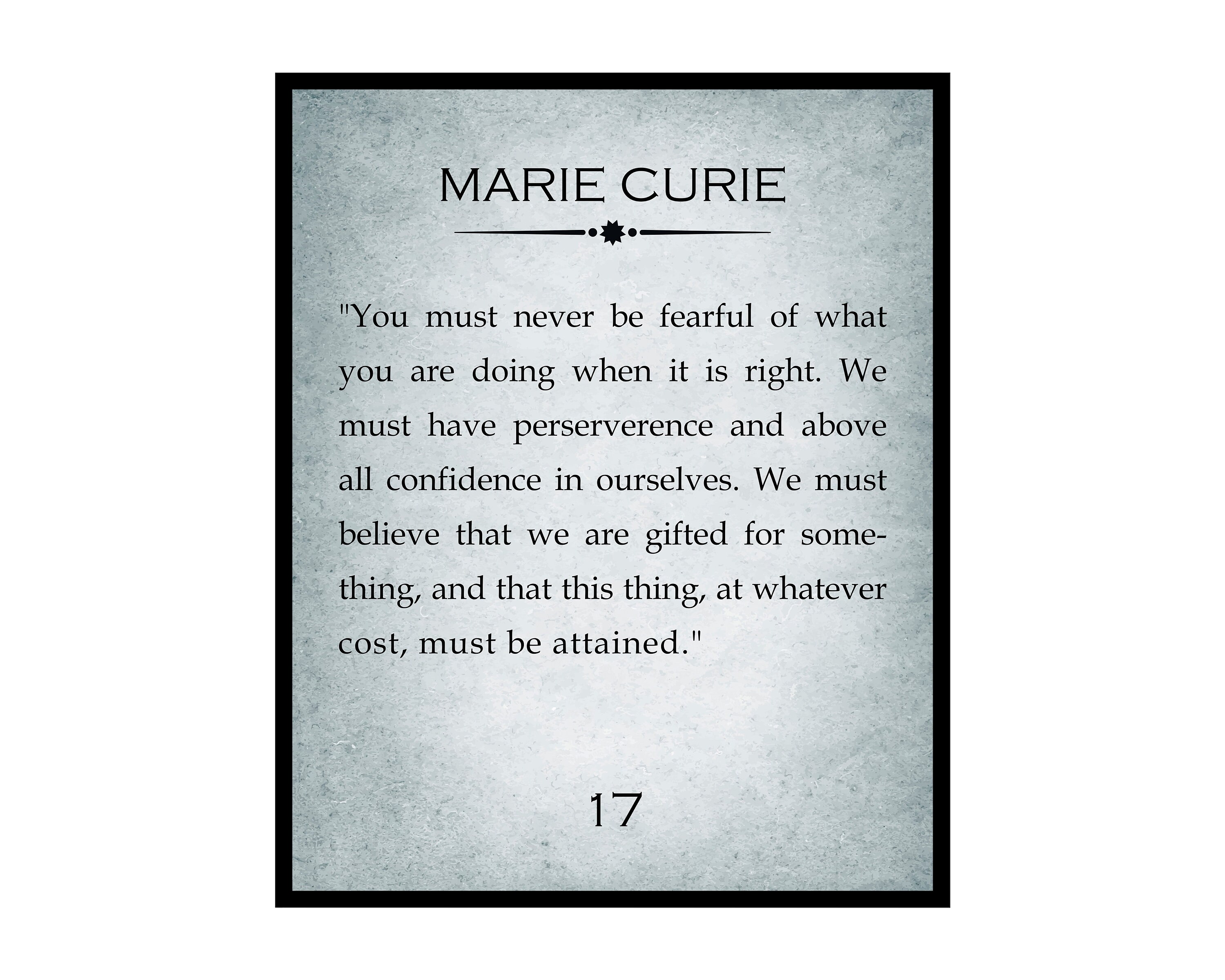 Marie Curie Poster Marie Curie Quote Print Motivational Quote Art Gift ...