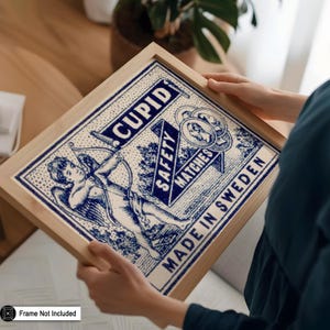 Vintage Cupid Matchbox Poster - Retro Safety Matches Print - Cupid Art ...