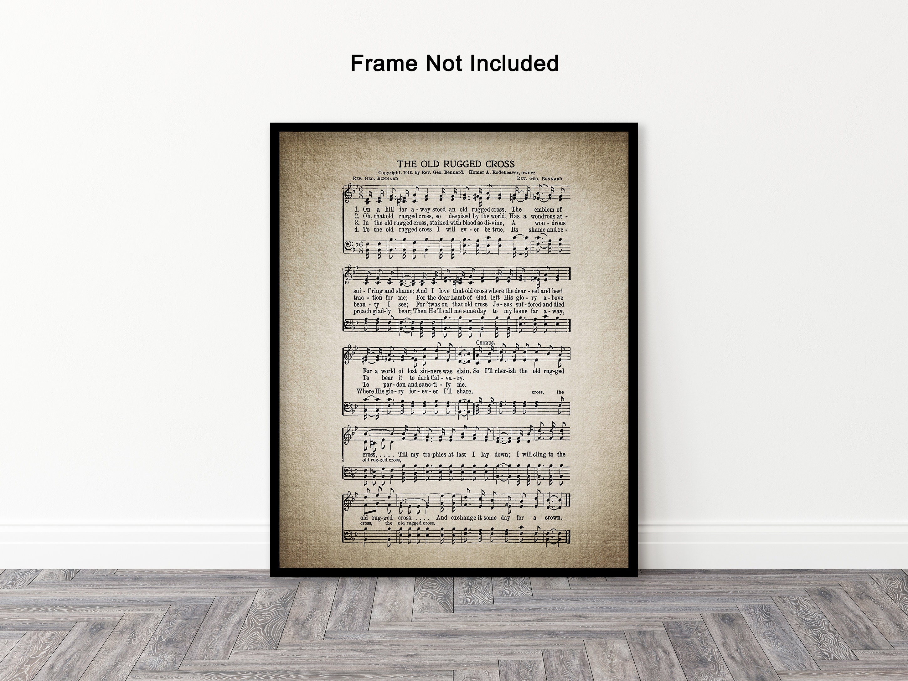 Vintage Old Rugged Cross Poster Retro Music Sheet Print Religious Music ...