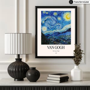 Vintage Van Gogh Poster - Retro Starry Night Print - Impressionist ...