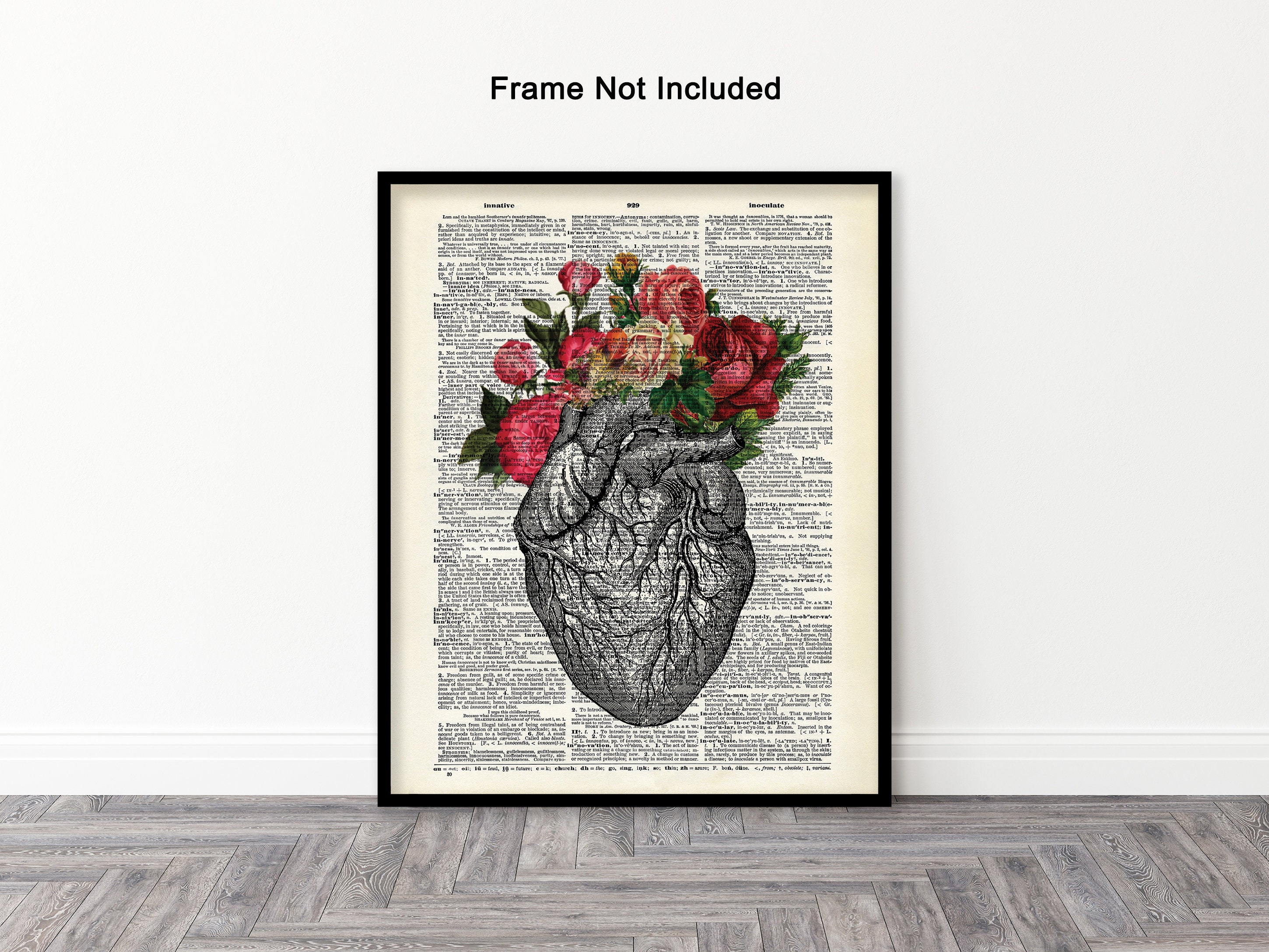 Anatomical Heart Roses Poster Flower Anatomy Art Gift for Doctor Nurse ...