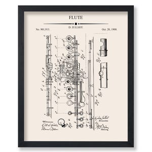 Flute Blueprint Poster - Flute Patent Print - Music Art - Musical ...
