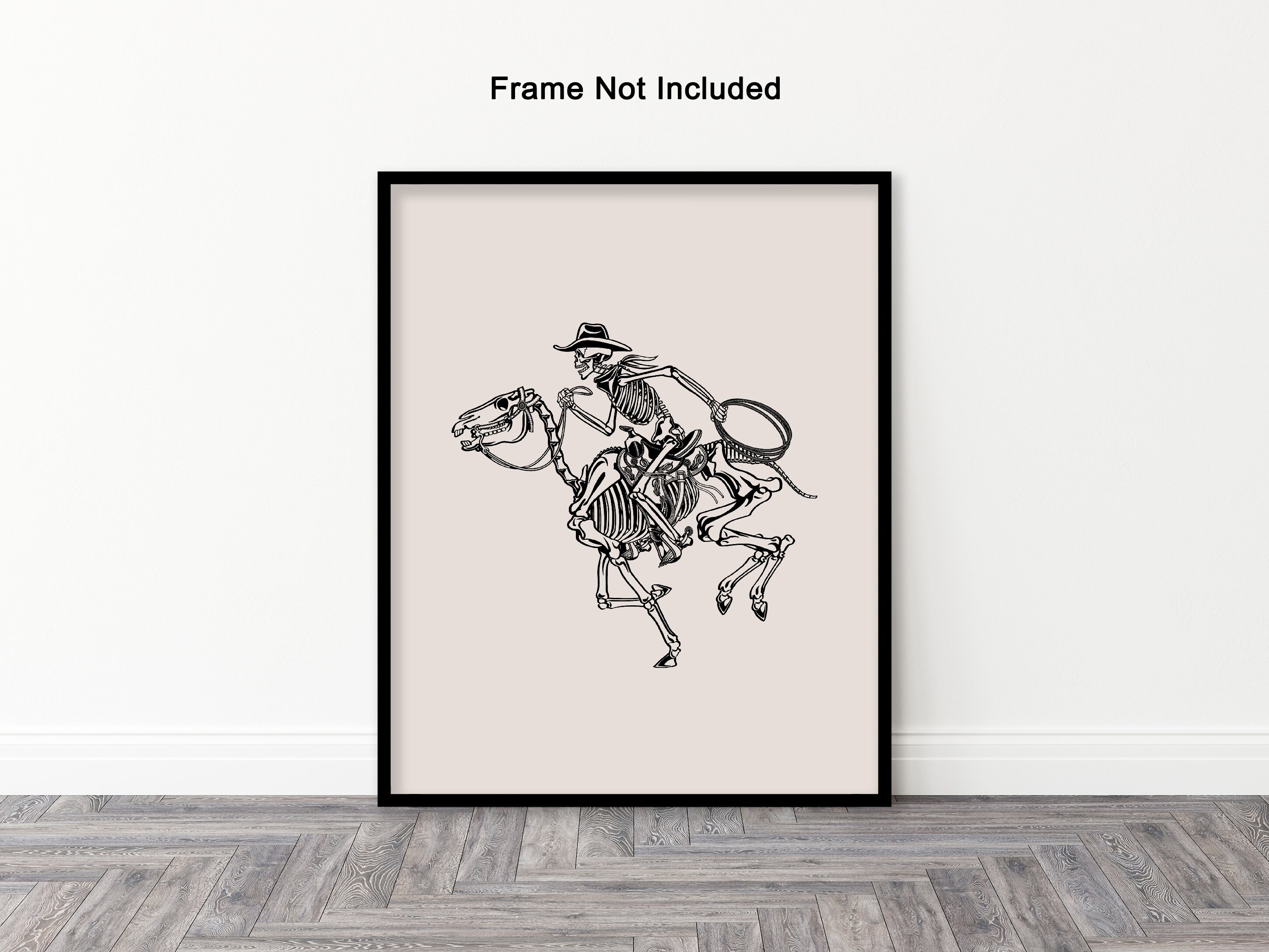 Skeleton Cowboy Poster Retro Skeleton Horse Print Rodeo Art Wild West ...