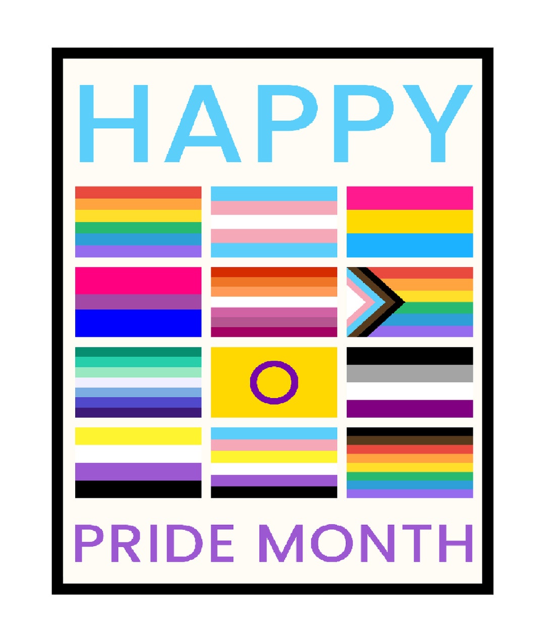 Happy Pride Month Poster Rainbow Flags Print Inclusivity Art ...