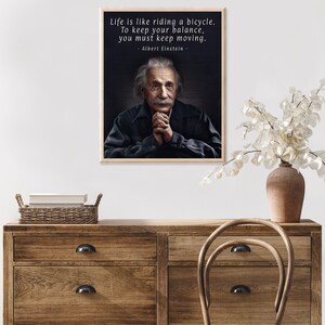 Life is Like Riding A Bicycle Poster Albert Einstein Print Motivational ...