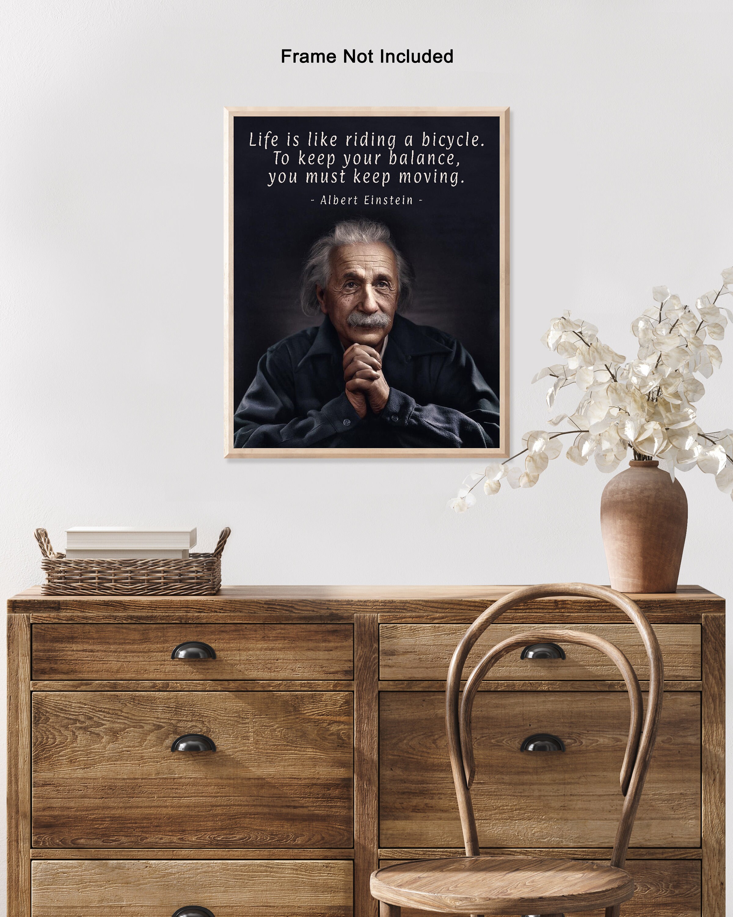 Life is Like Riding A Bicycle Poster Albert Einstein Print Motivational ...