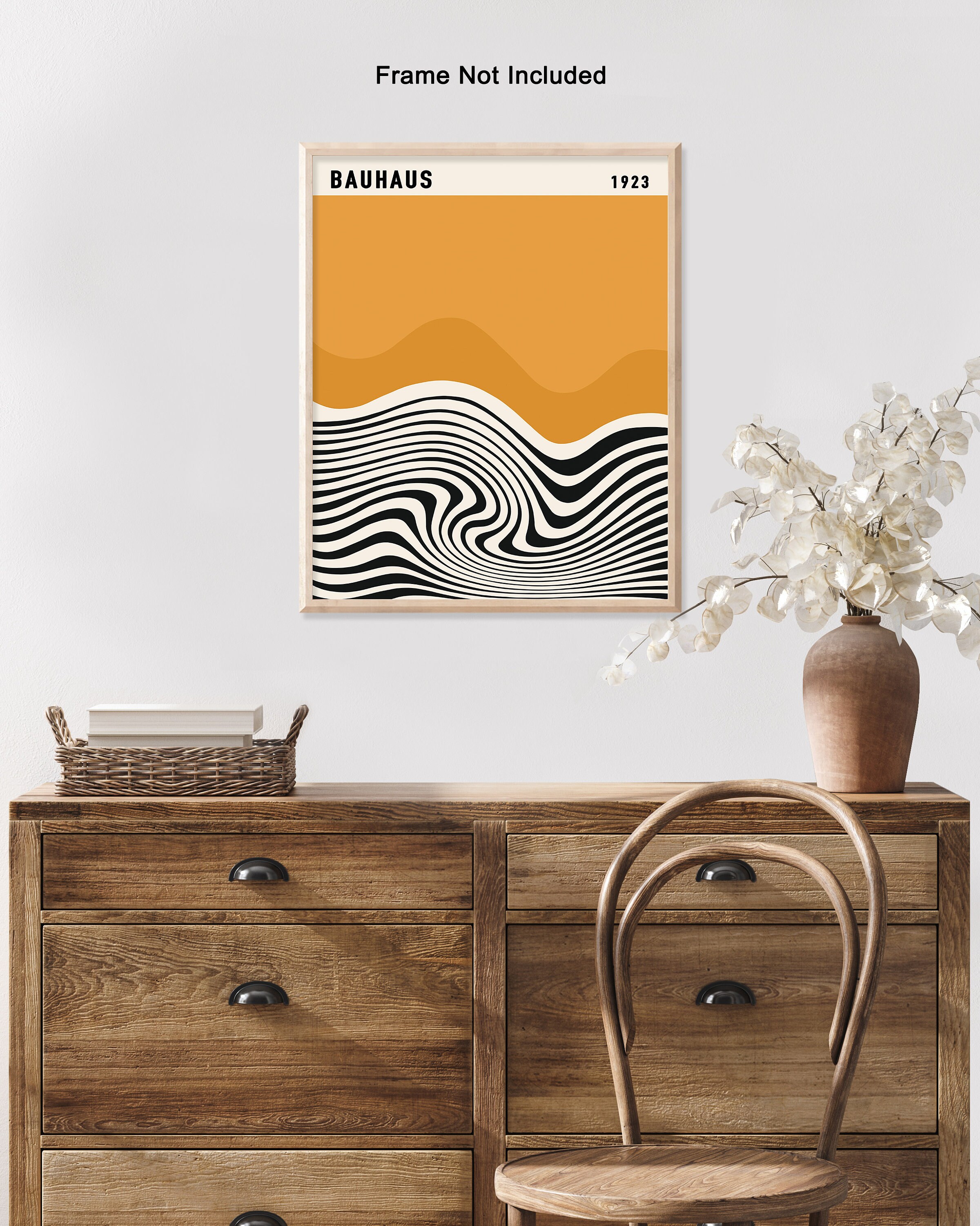 Vintage Minimalist Poster Retro Modern Print Wavy Lines, Zebra Stripes ...