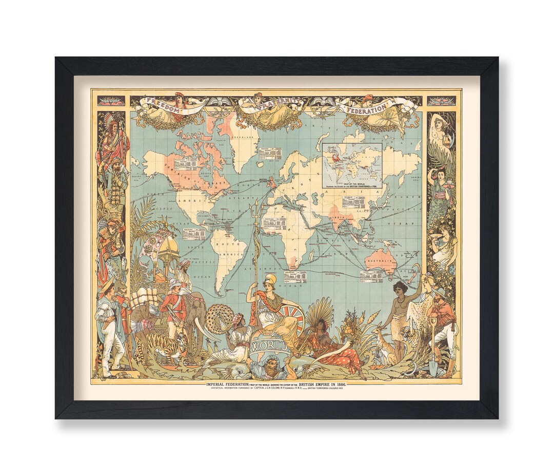 Vintage Map Poster - Retro World Map Print - British Empire Map Art ...