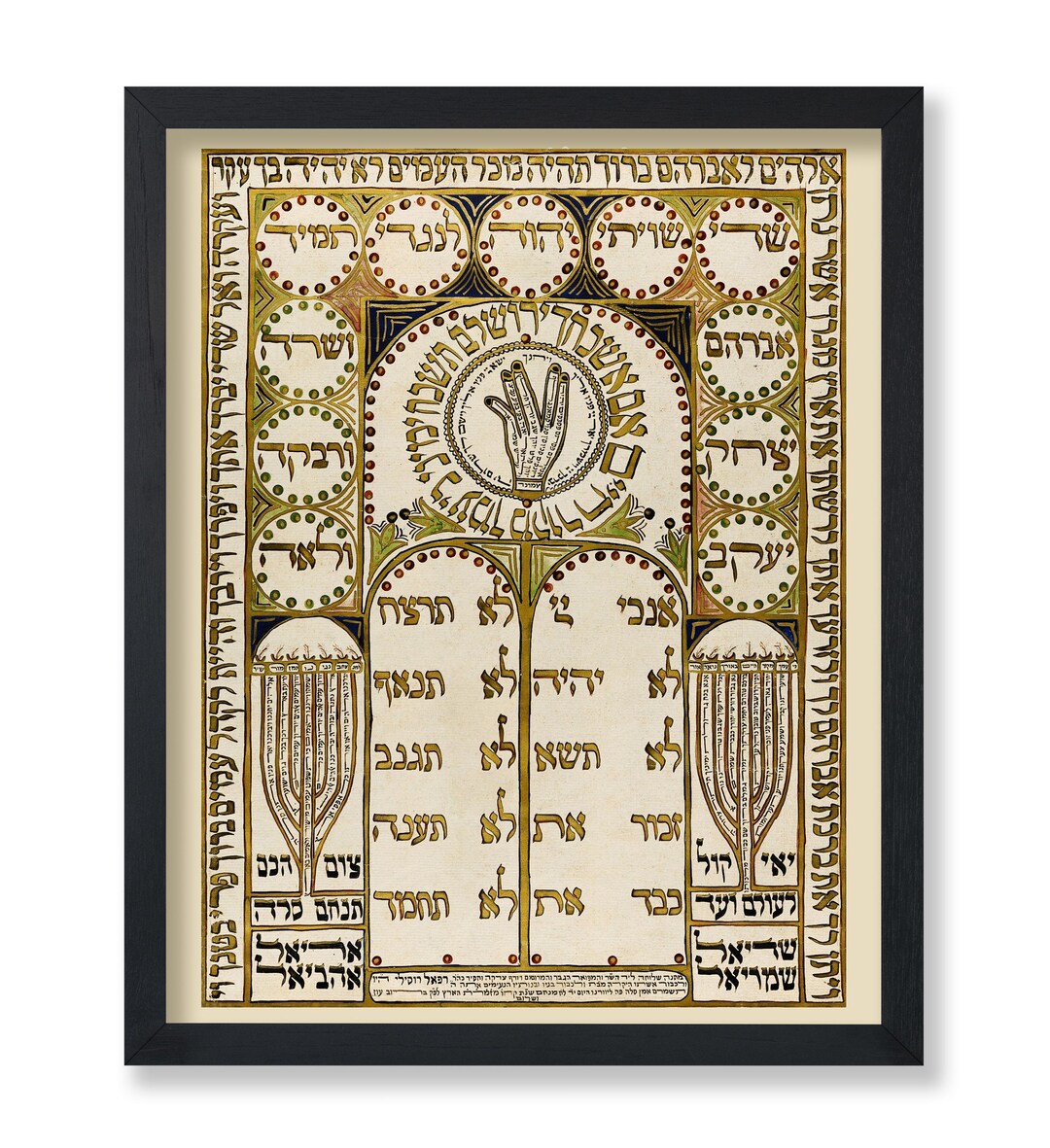 Vintage Retro Hebrew Art Print - Shiviti Plaque Poster - Spiritual Wall ...