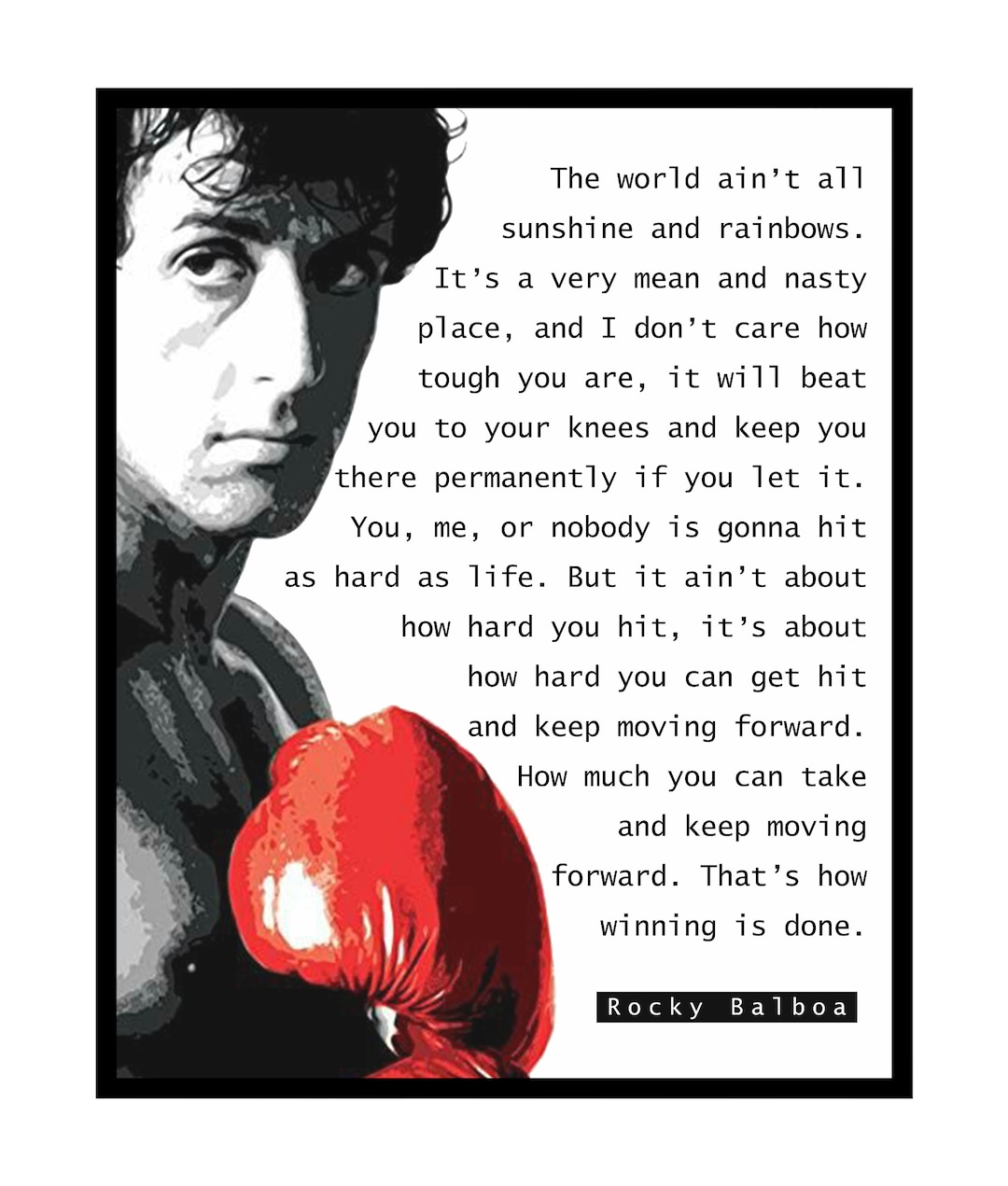 Keep Moving Forward Poster Rocky Balboa Print Motivational Quotes Art ...