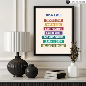 Today I Will Poster - Motivational Daily Affirmations Art - Positive ...