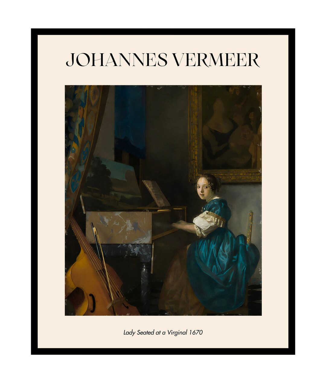Johannes Vermeer Poster Lady Seated at a Virginal Print Dutch Golden ...
